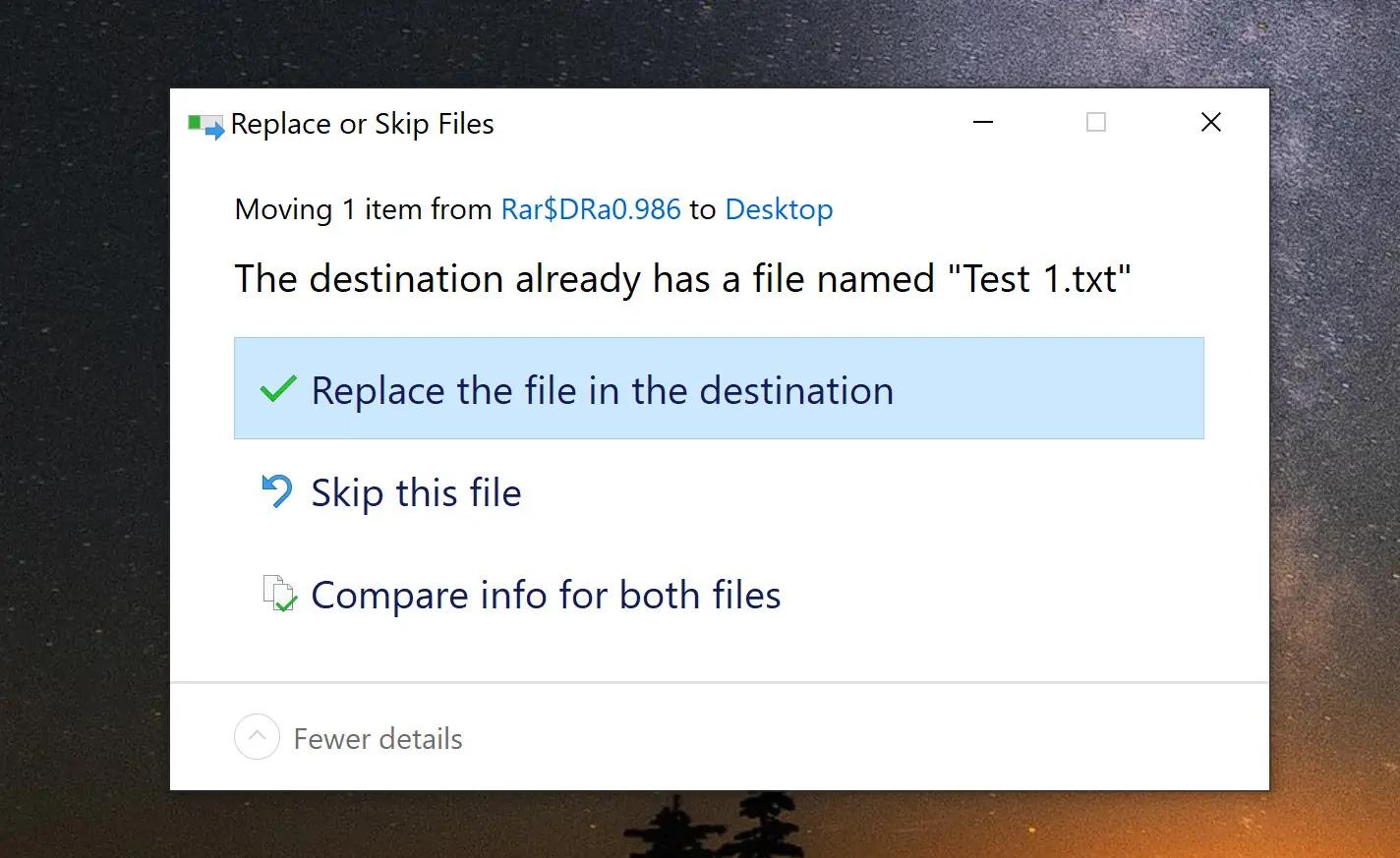 معنی جمله replace the files in the destination چیست؟ - زبانشناس